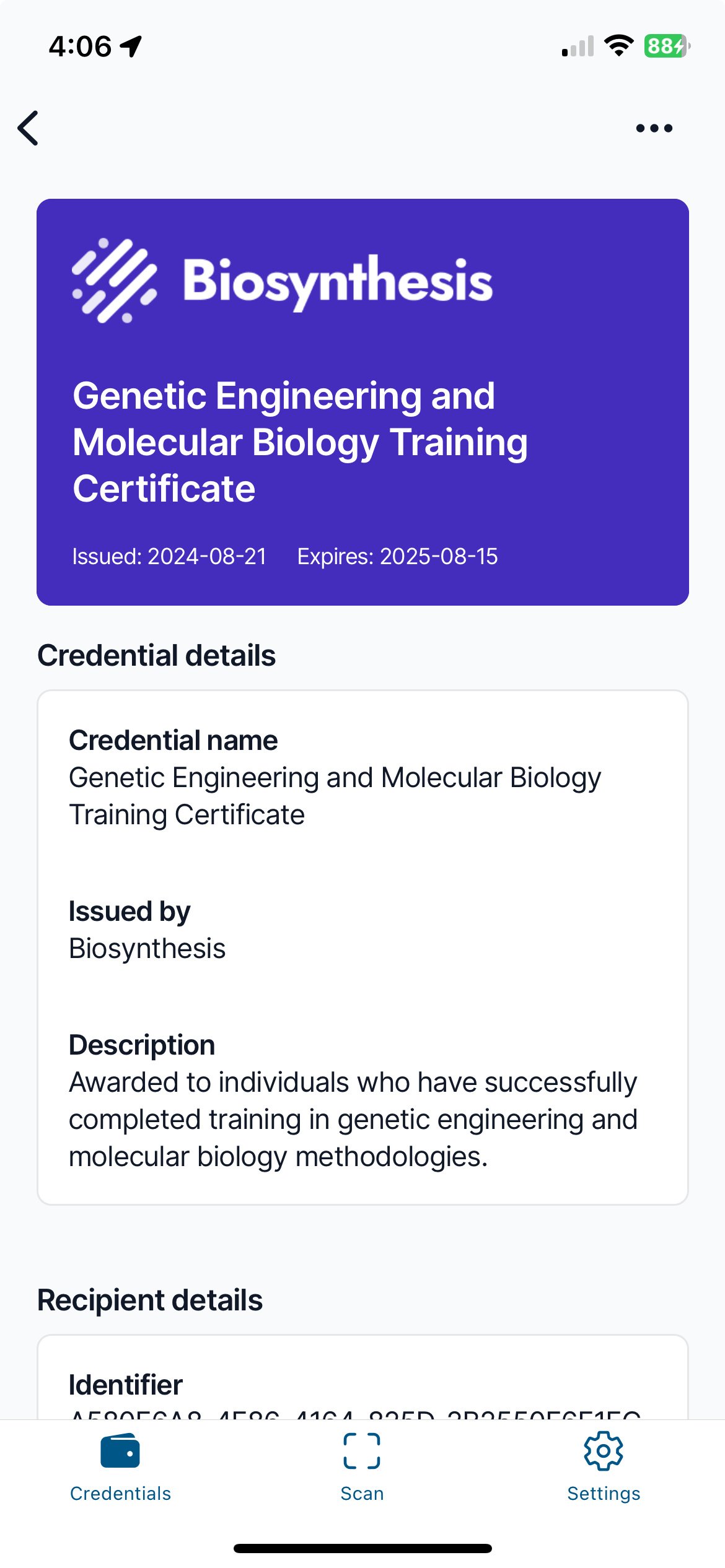 Viewing credential data