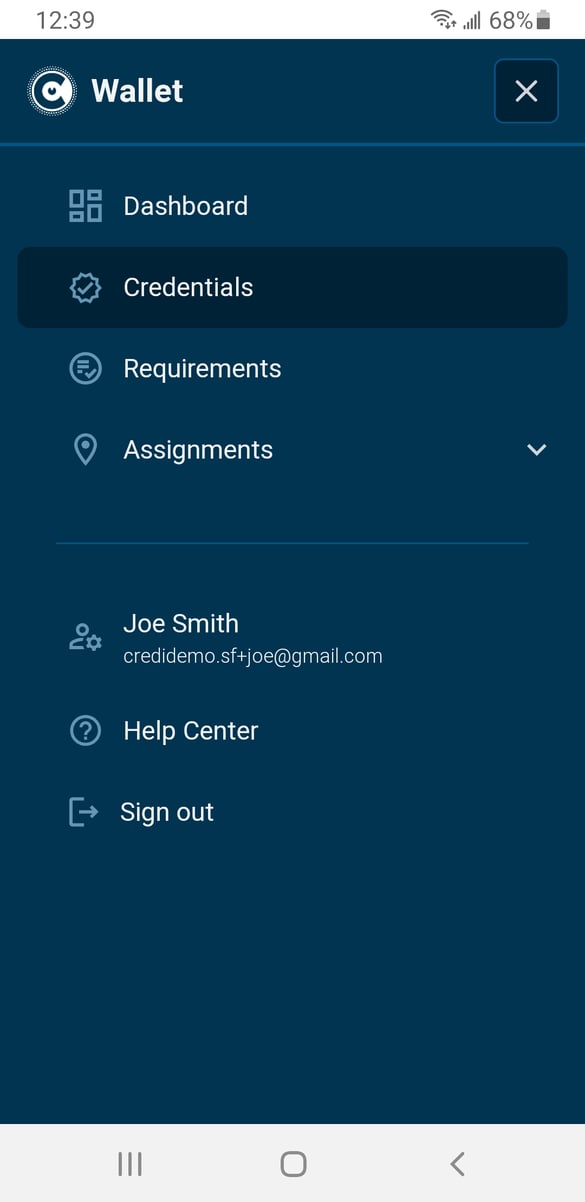 Manage my Credentials? (Mobile)