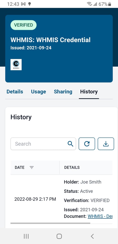 Manage my Credentials? (Mobile)