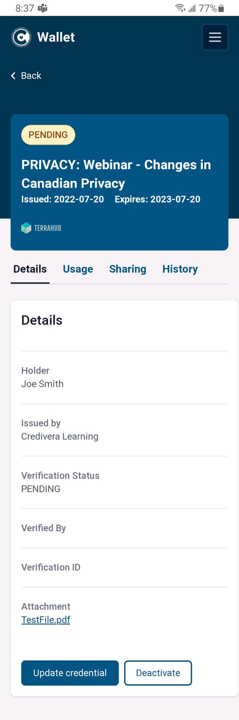 Manage my Credentials? (Mobile)