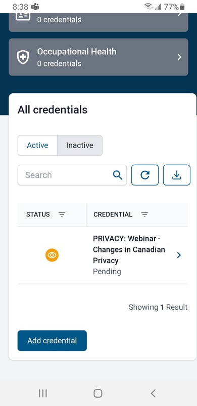 Manage my Credentials? (Mobile)