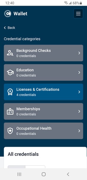 Manage my Credentials? (Mobile)