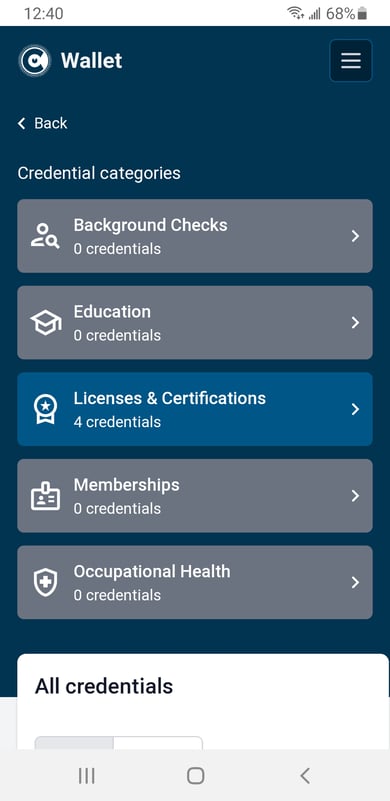 Manage my Credentials? (Mobile)