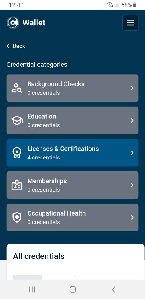 Manage my Credentials? (Mobile)