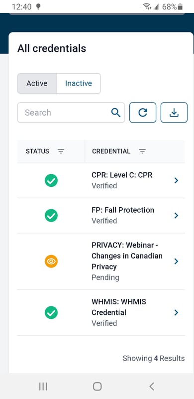 Manage my Credentials? (Mobile)