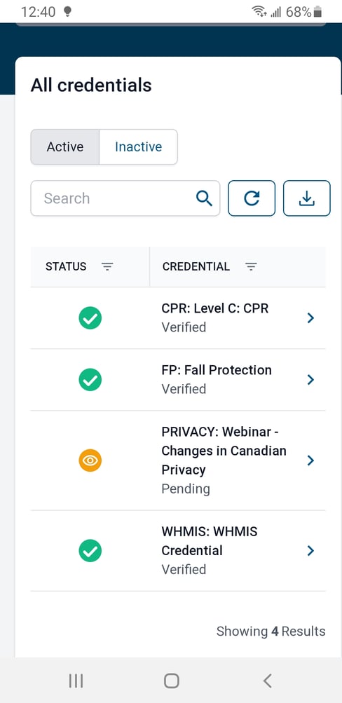 Manage my Credentials? (Mobile)
