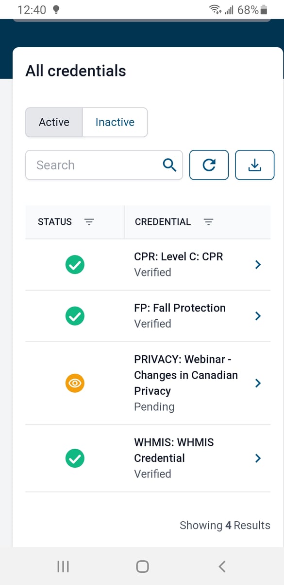 Manage my Credentials? (Mobile)