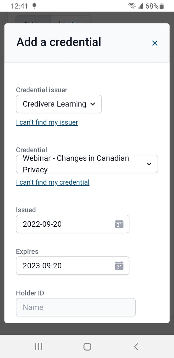 Manage my Credentials? (Mobile)