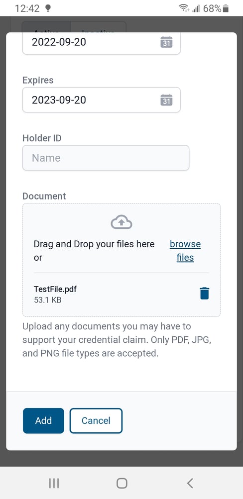 Manage my Credentials? (Mobile)
