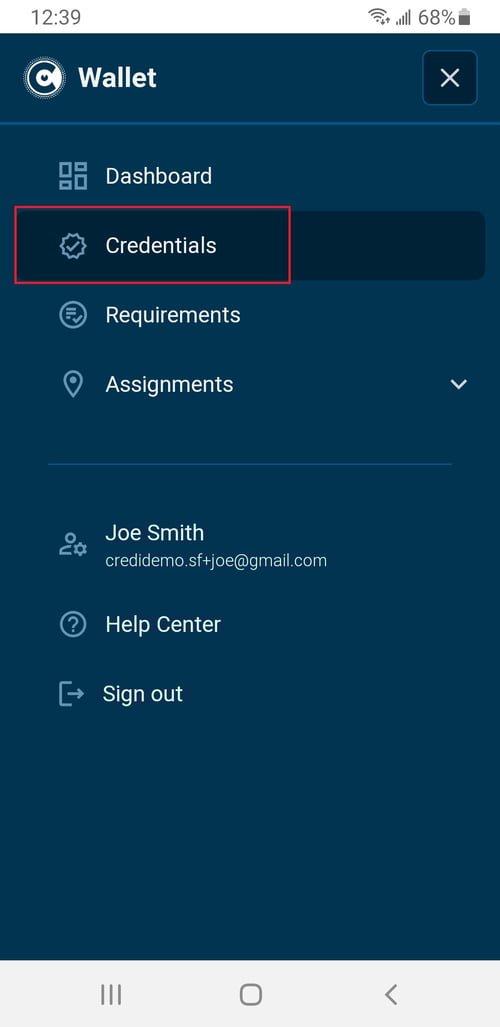 Share my Credentials? (Mobile)