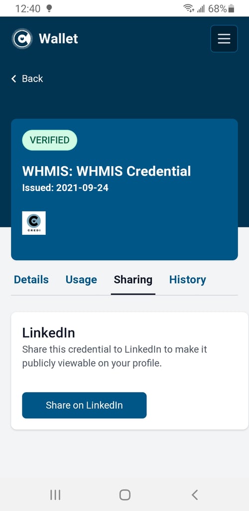 Share my Credentials? (Mobile)