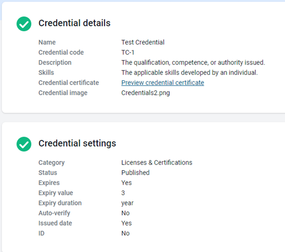 Credentials Administration